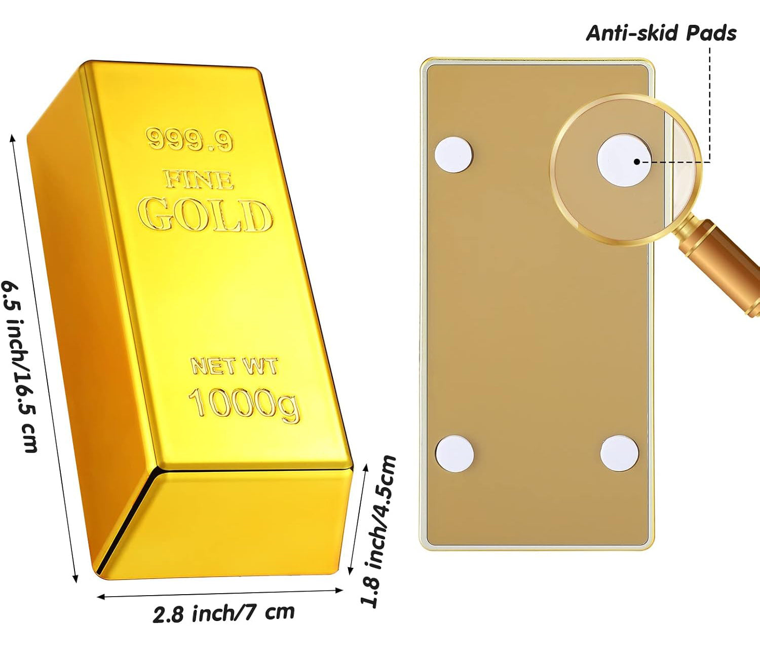 Fake Gold Bar Replica Golden Bullion Glittering Brick – Midwest Diggers